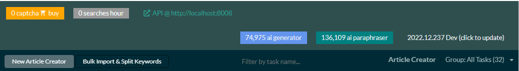 Top status bar UI fixes | SEO Content Machine